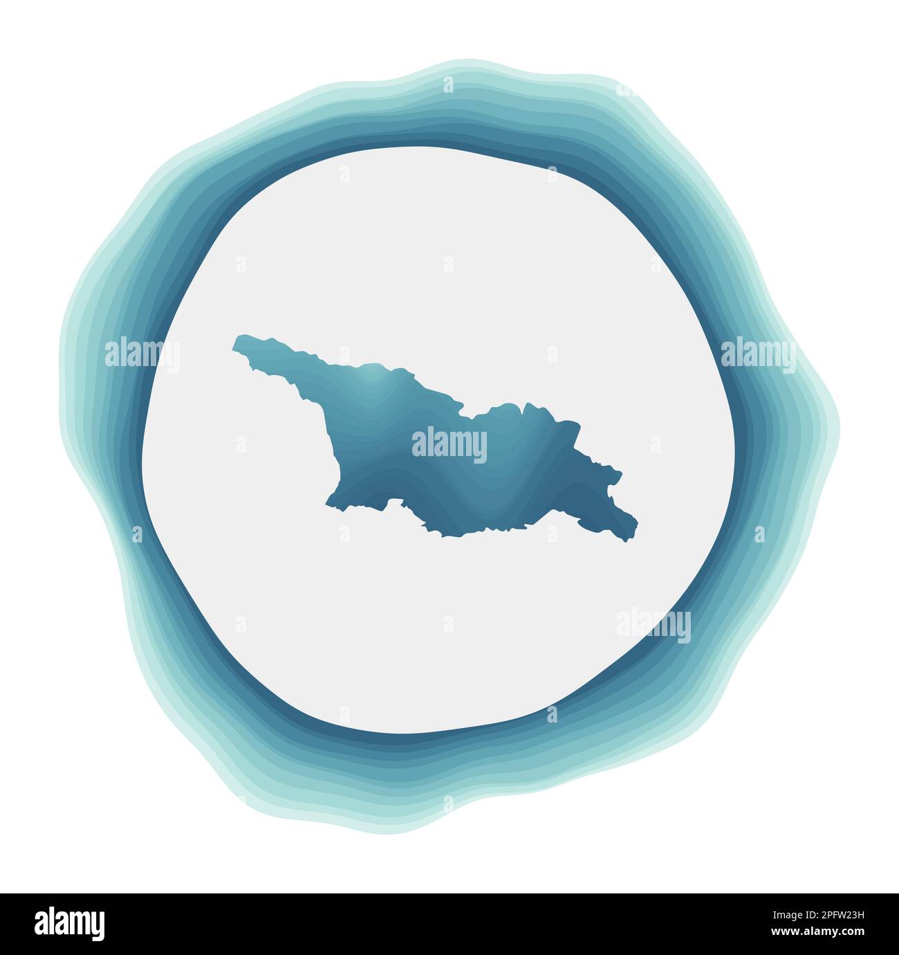Georgia logo. Badge of the country. Layered circular sign around Georgia border shape. Superb ...