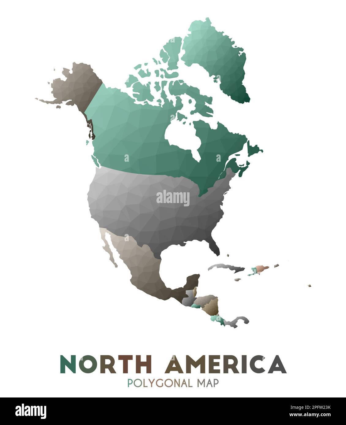 North America Map. Actual low poly style continent map. Outstanding ...