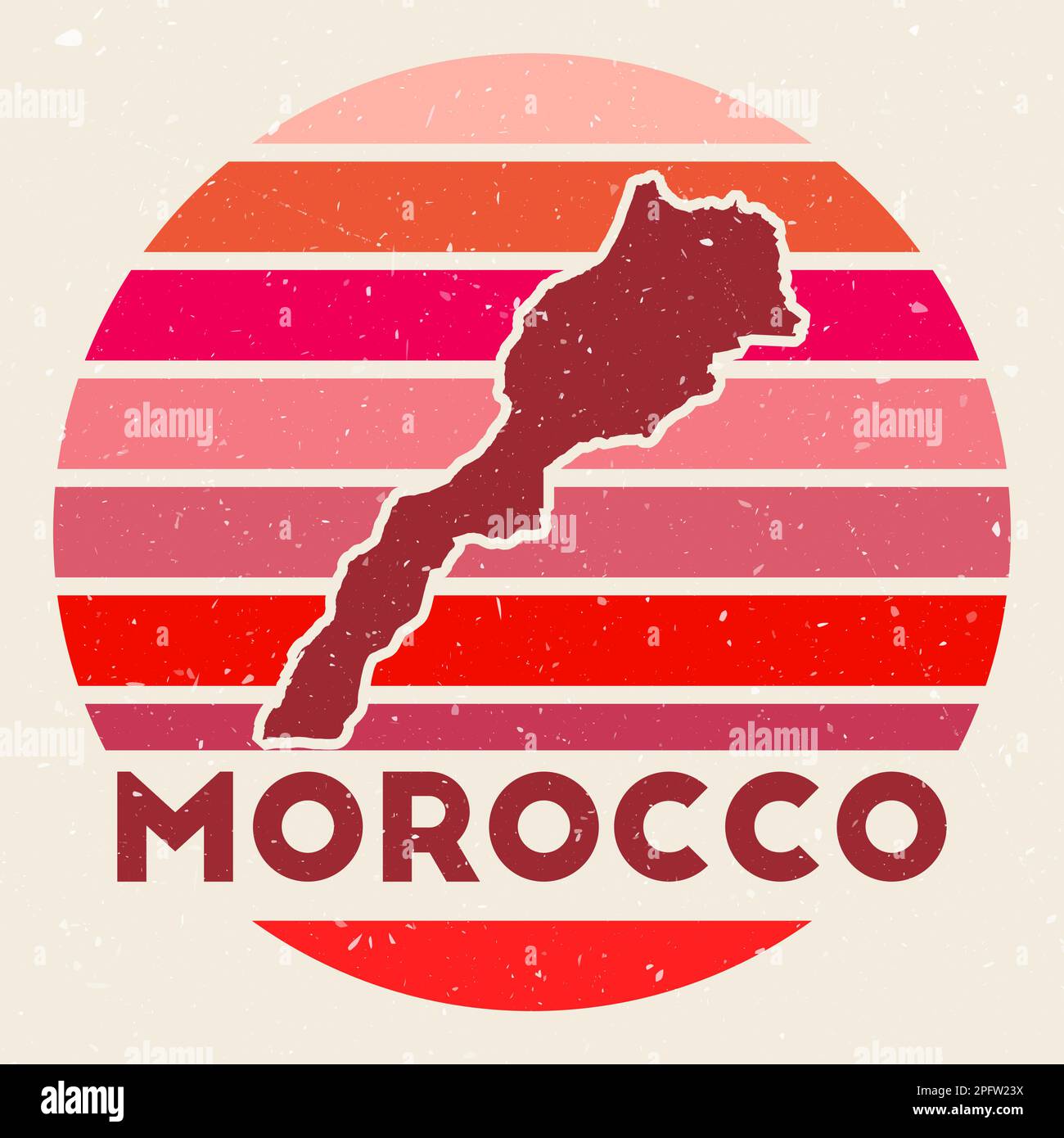 Morocco logo. Sign with the map of the country and colored stripes ...