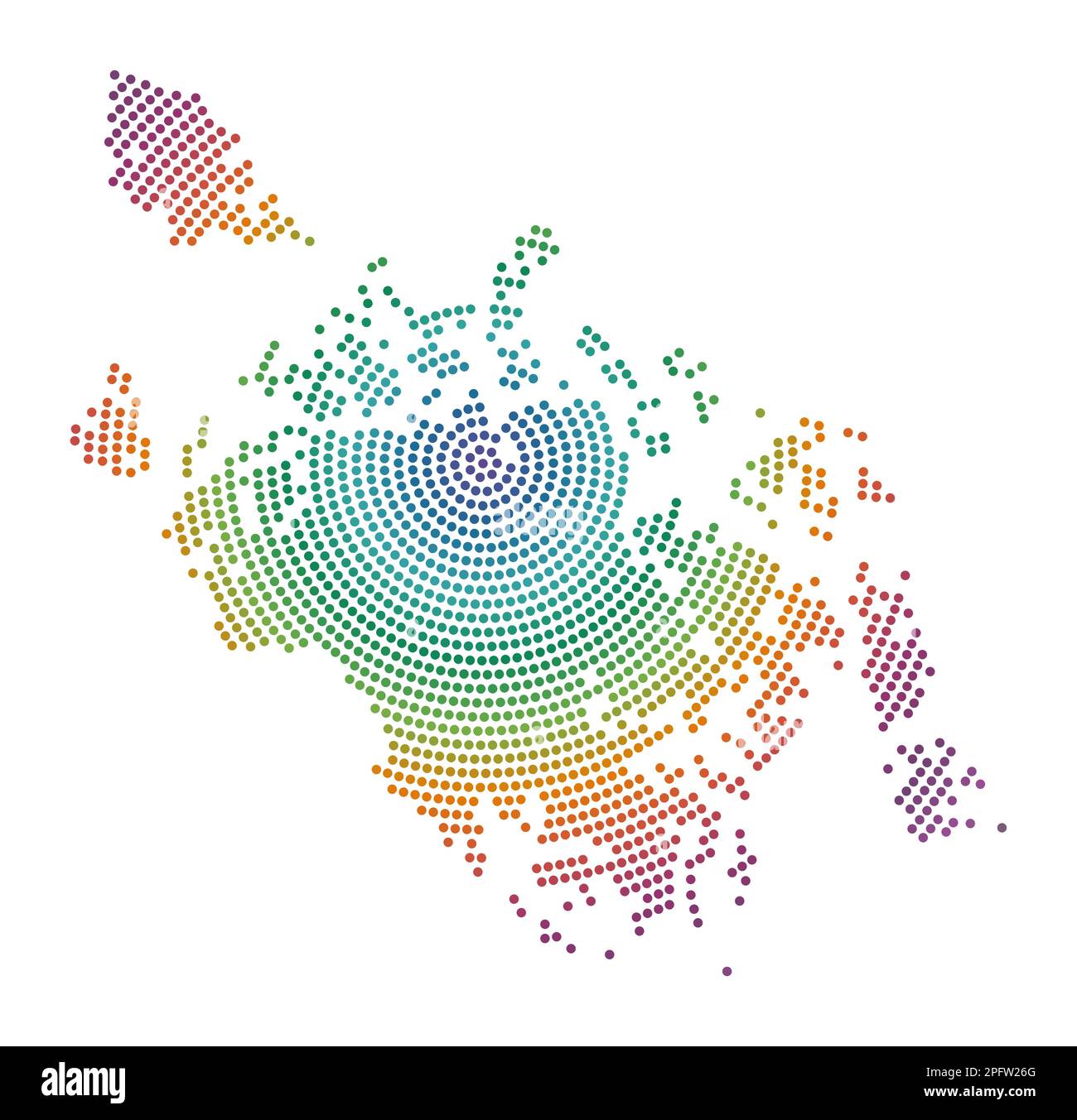 Cat Ba Island dotted map. Digital style shape of Cat Ba Island. Tech ...