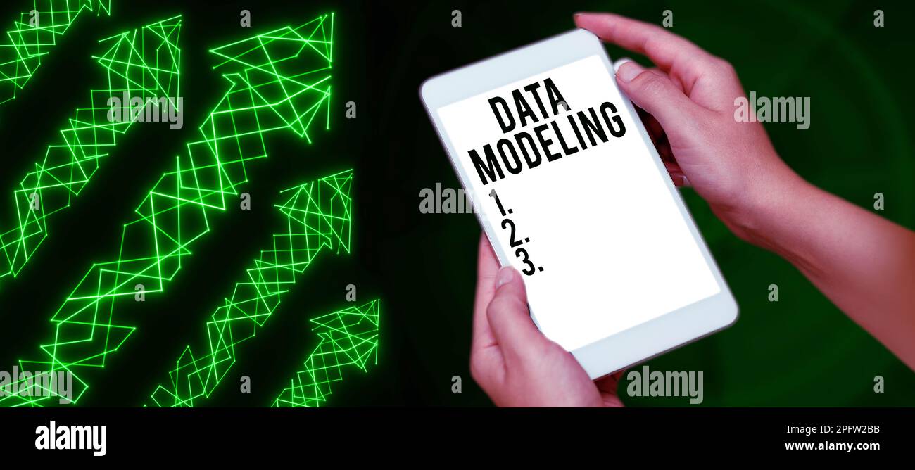Text sign showing Data Modeling. Internet Concept process of transferring data between data ...