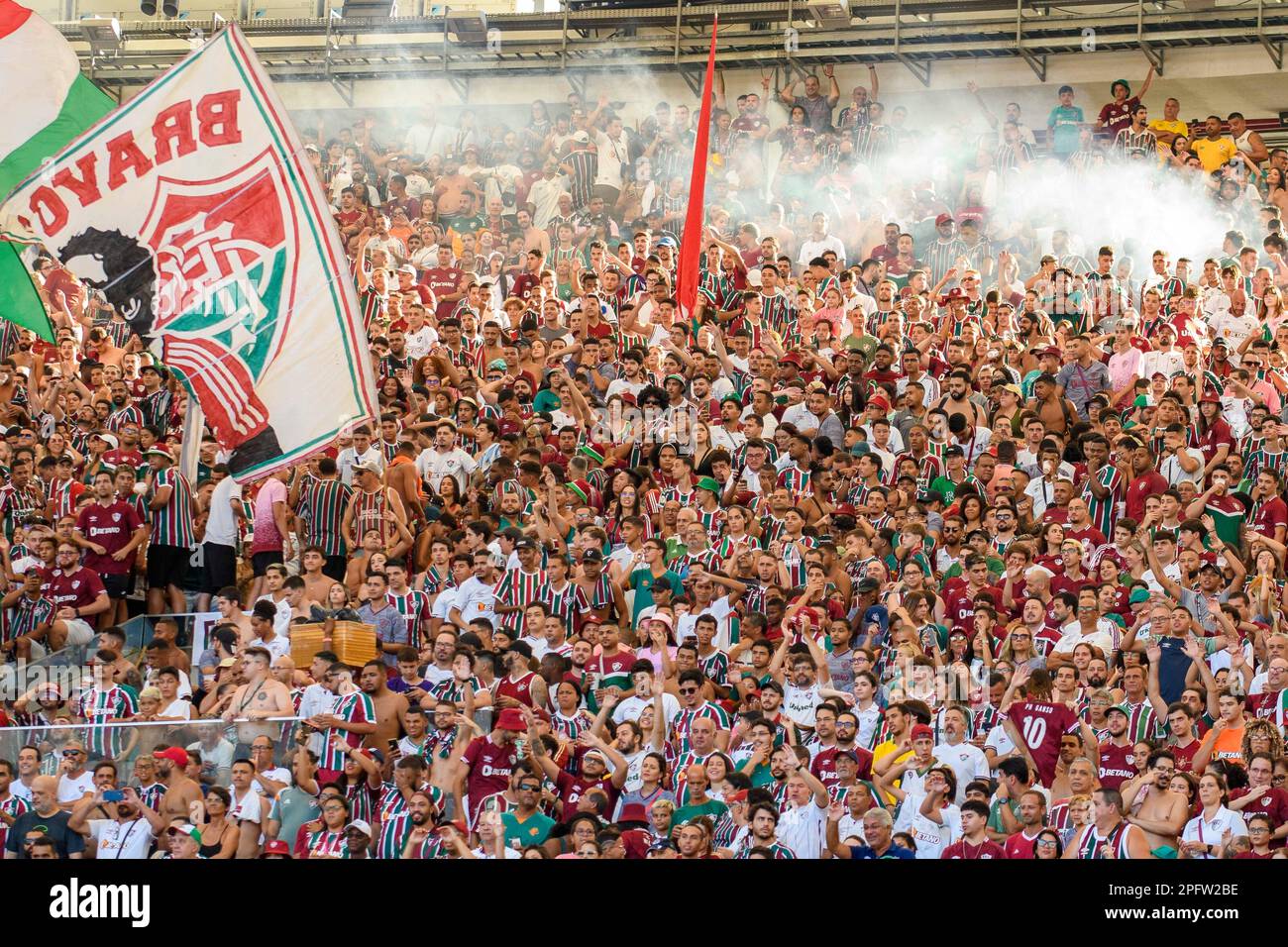Rio De Janeiro, Brazil. 18th Mar, 2023. Fans during Fluminense x Volta ...