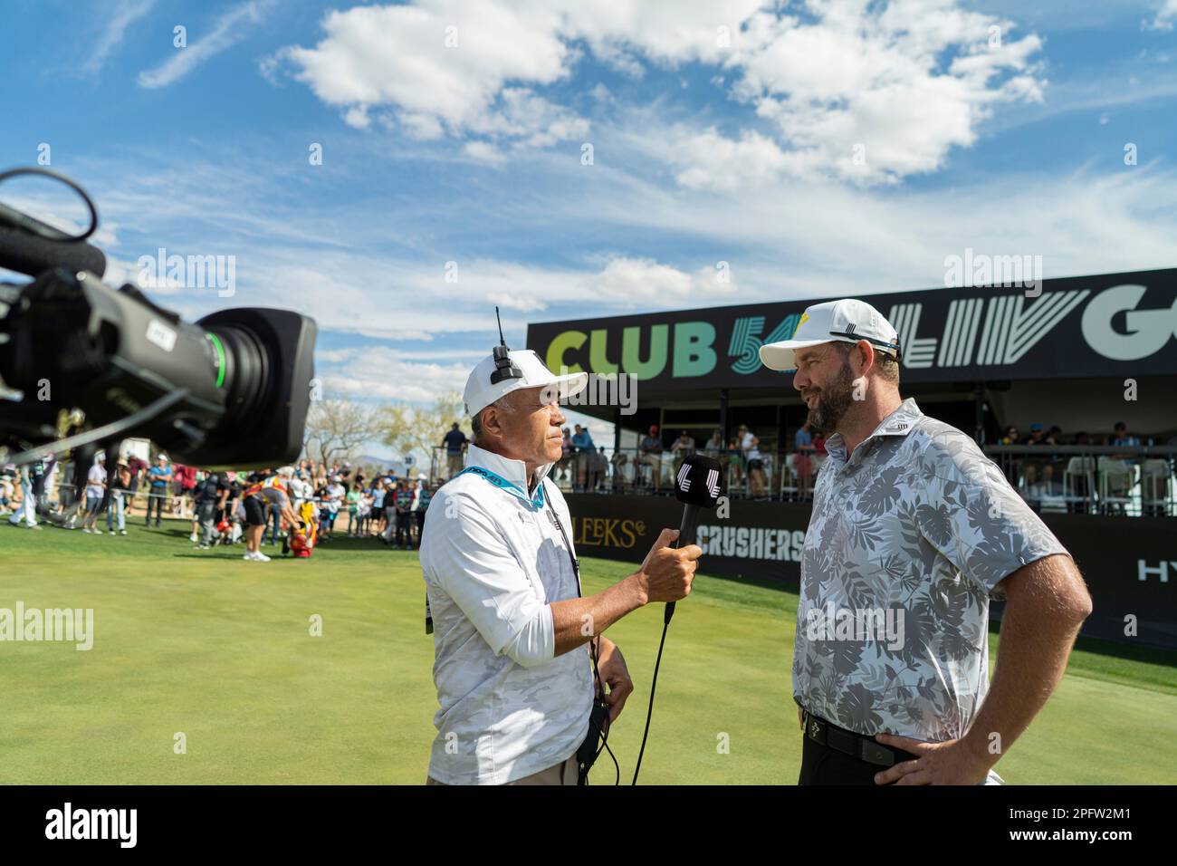 Marc Leishman of Ripper GC speaks to LIV Golf Broadcast member, Dom ...