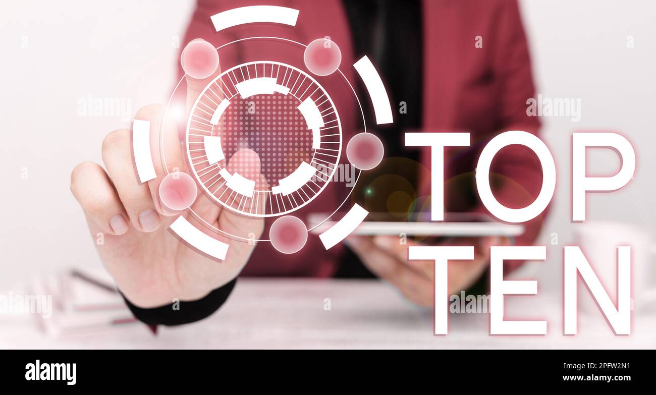 Text caption presenting Top Ten. Business concept the ten most popular ...