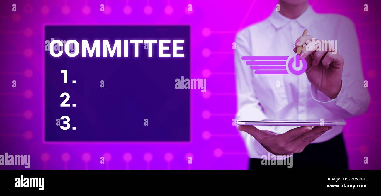 Hand writing sign Committee. Concept meaning Group of people appointed ...