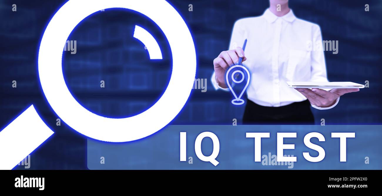 Text caption presenting Iq Test. Business idea attempt to measure your ...