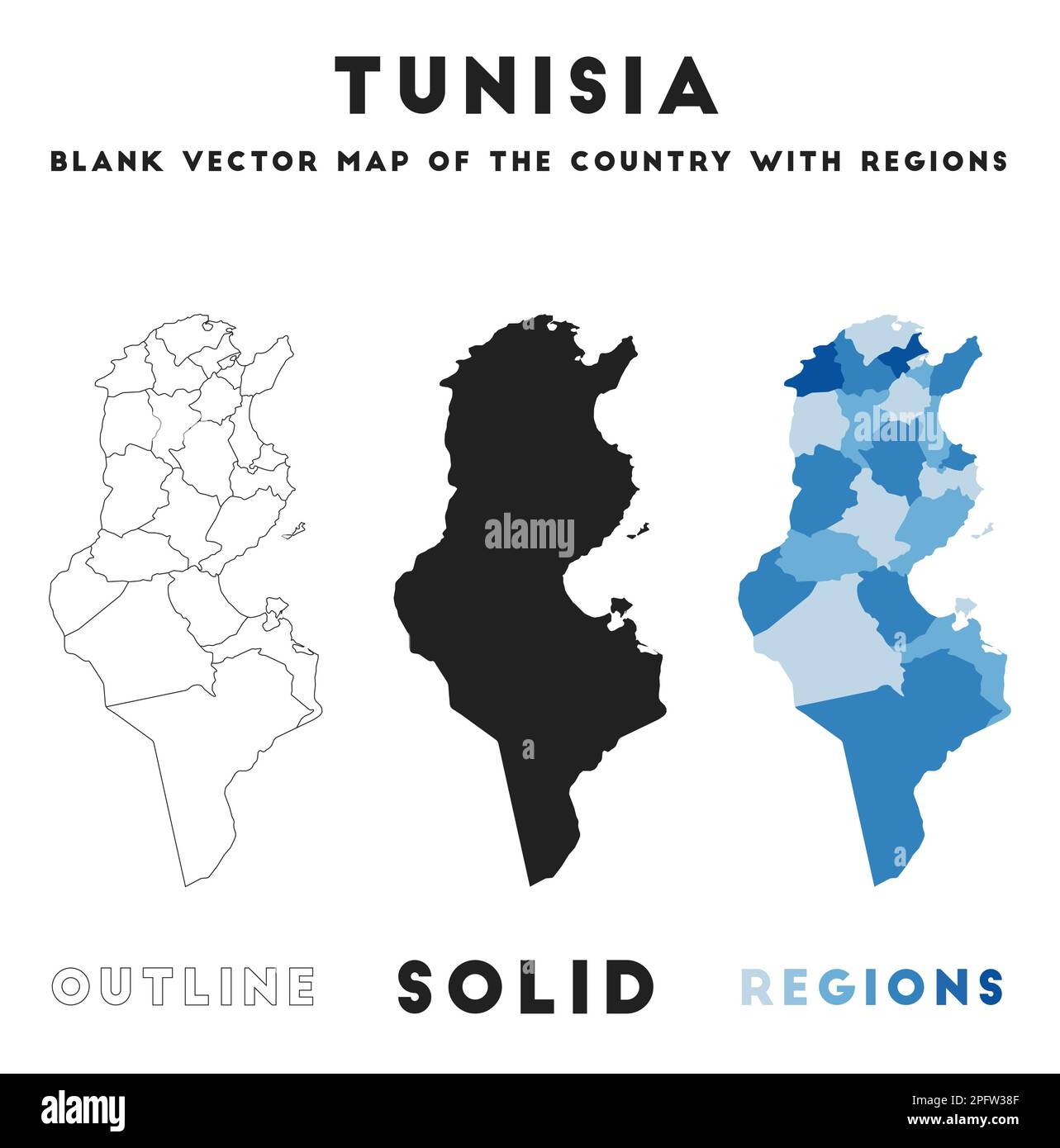 Tunisia map. Borders of Tunisia for your infographic. Vector country shape. Vector illustration ...