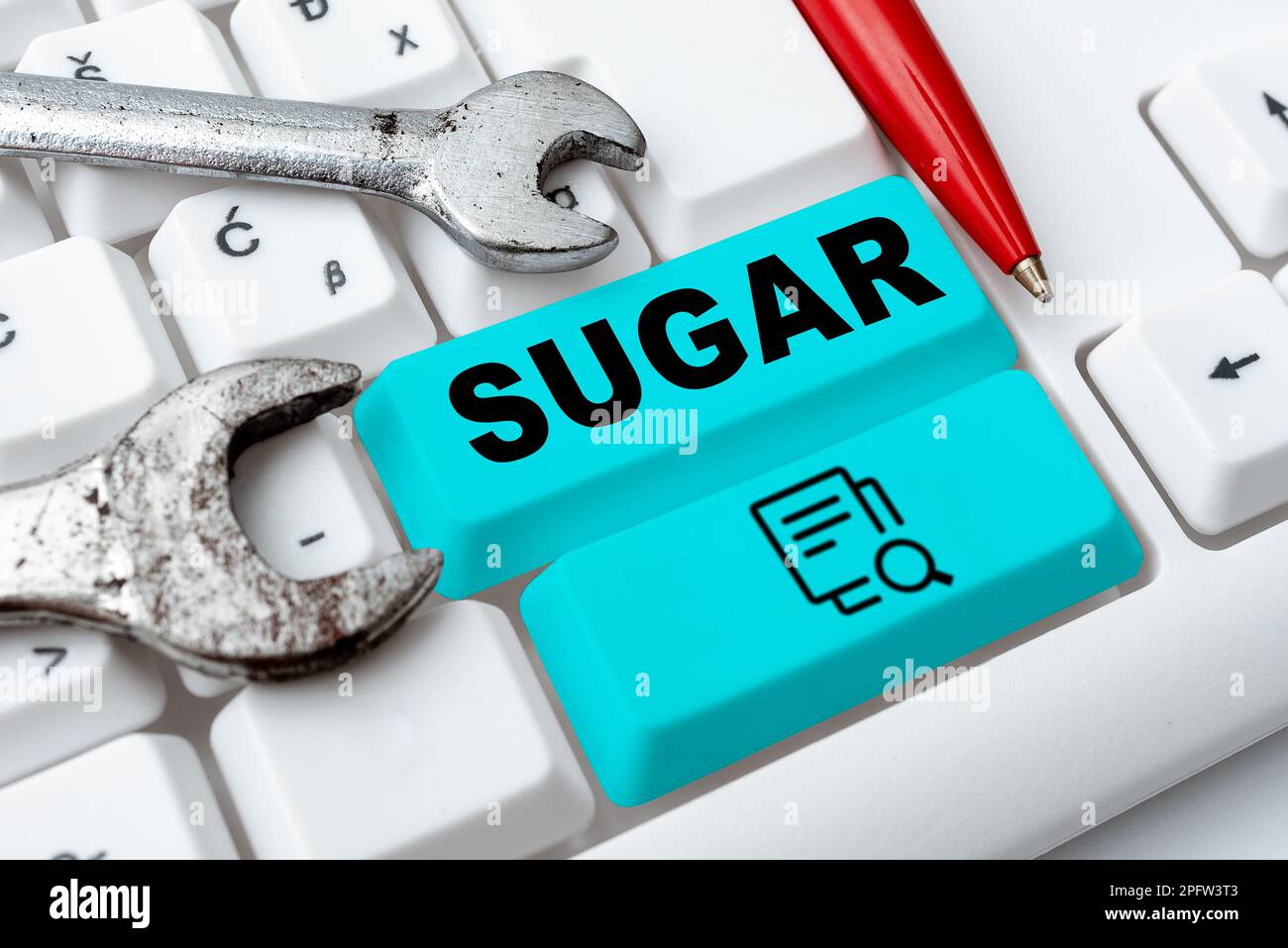 Hand writing sign Sugar. Business showcase sweet crystalline substance obtained from various ...