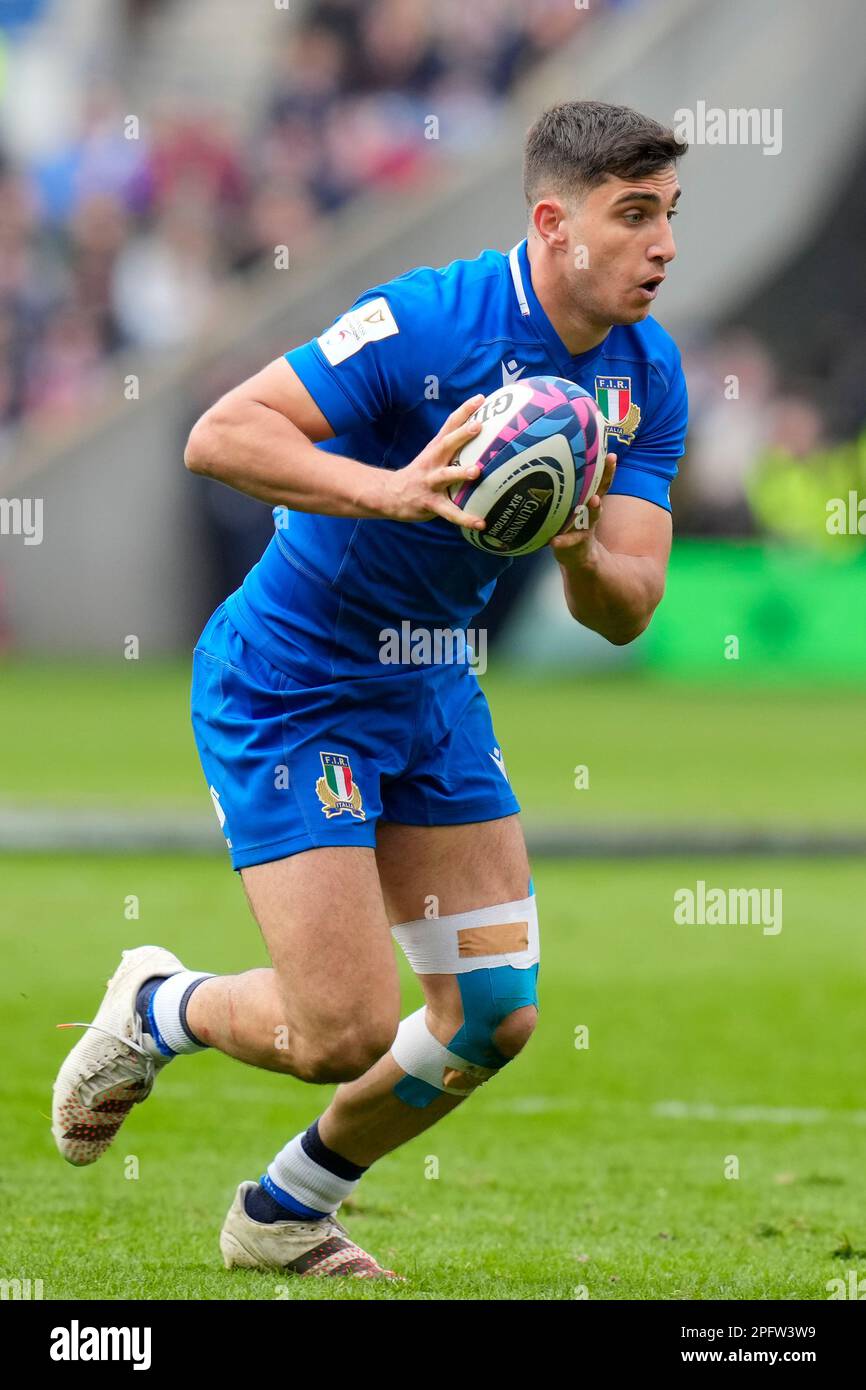 Alessandro Fusco #9 of Italy during the 2023 Guinness 6 Nations match ...