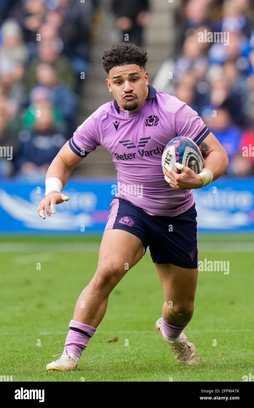 Sione Tuipulotu #12 of Scotland during the 2023 Guinness 6 Nations ...