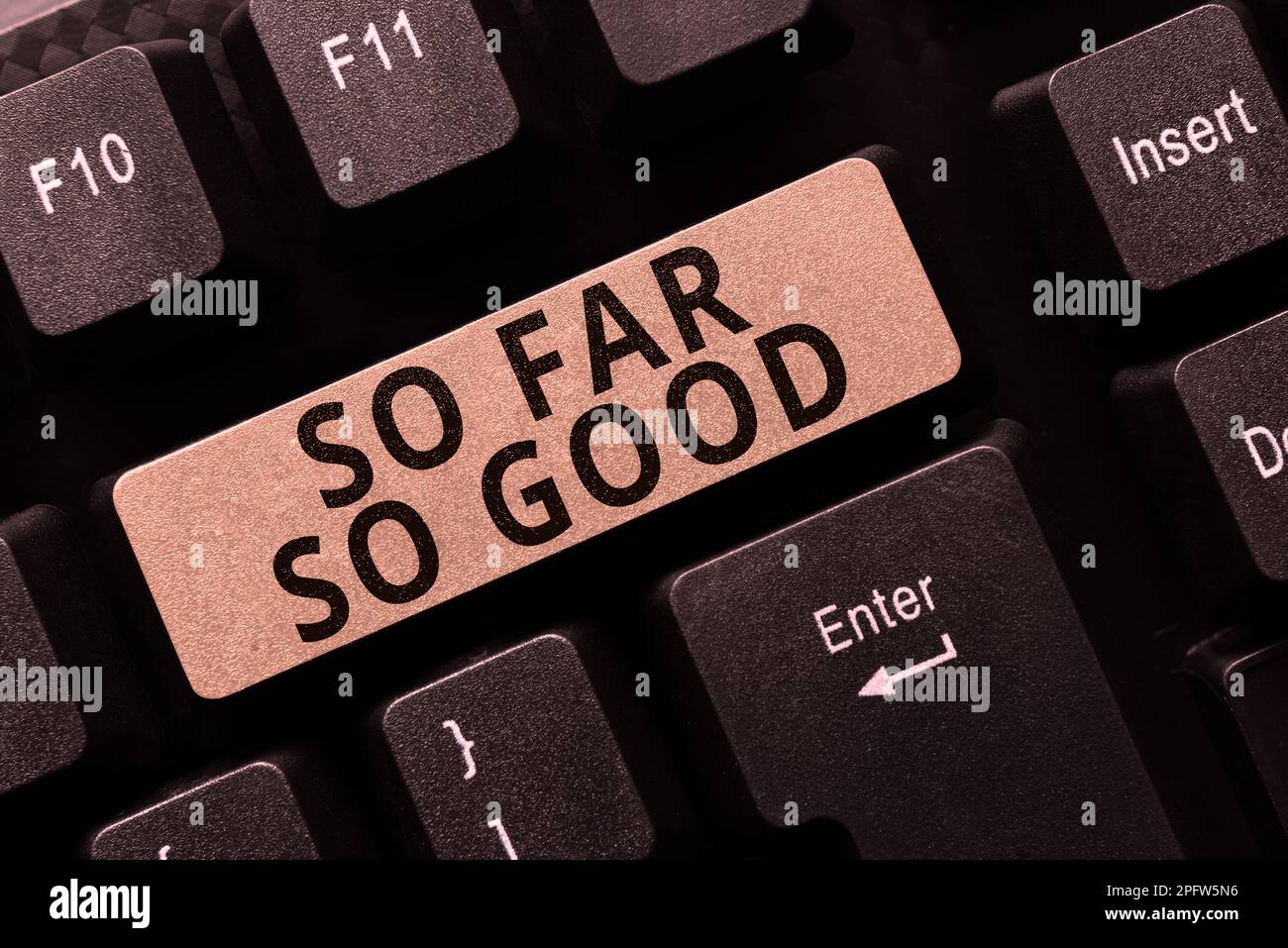 Writing displaying text So Far So Good. Business overview progress has ...