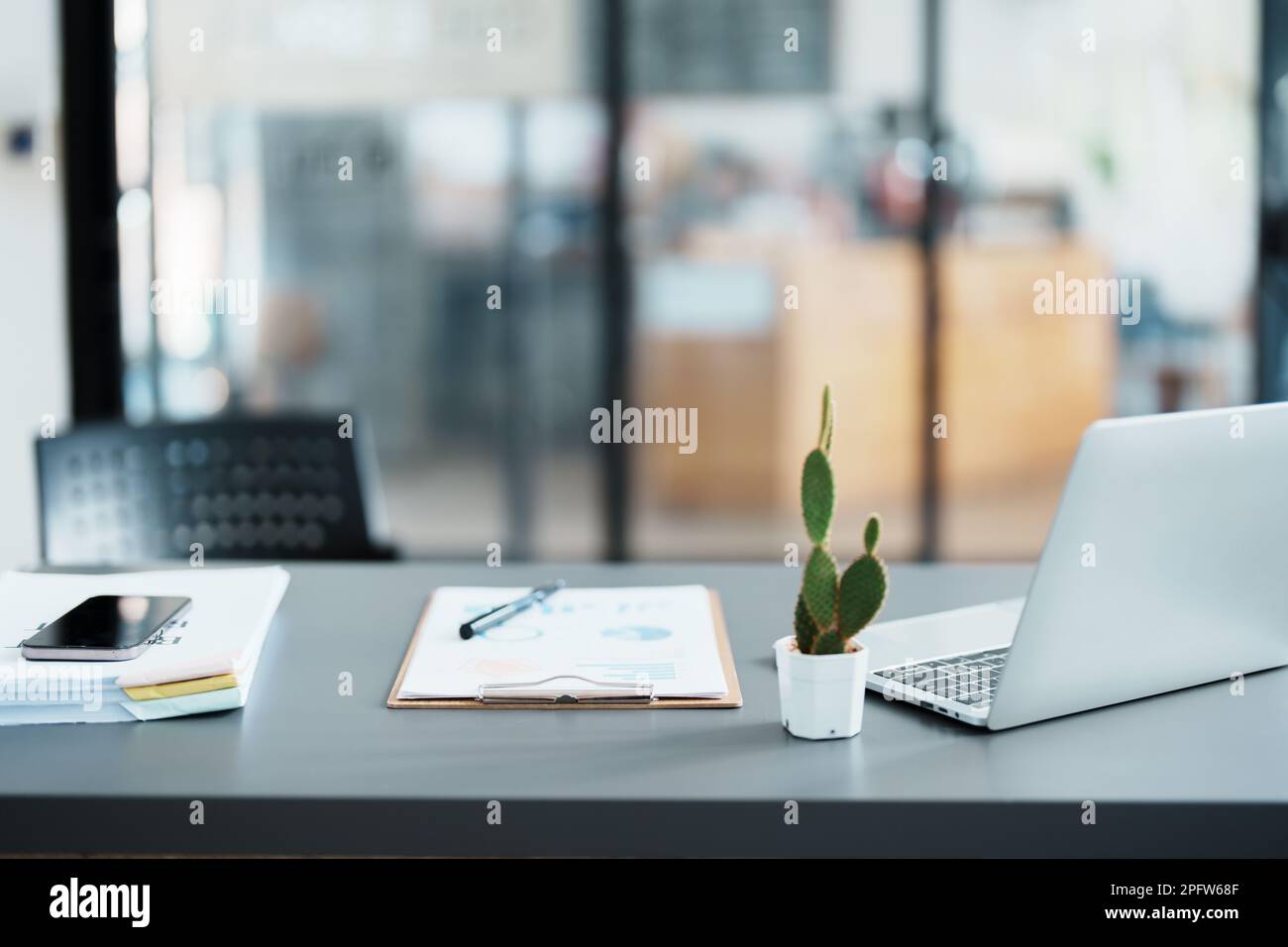 Business work concept, important documents, computer, smartphone mobile ...