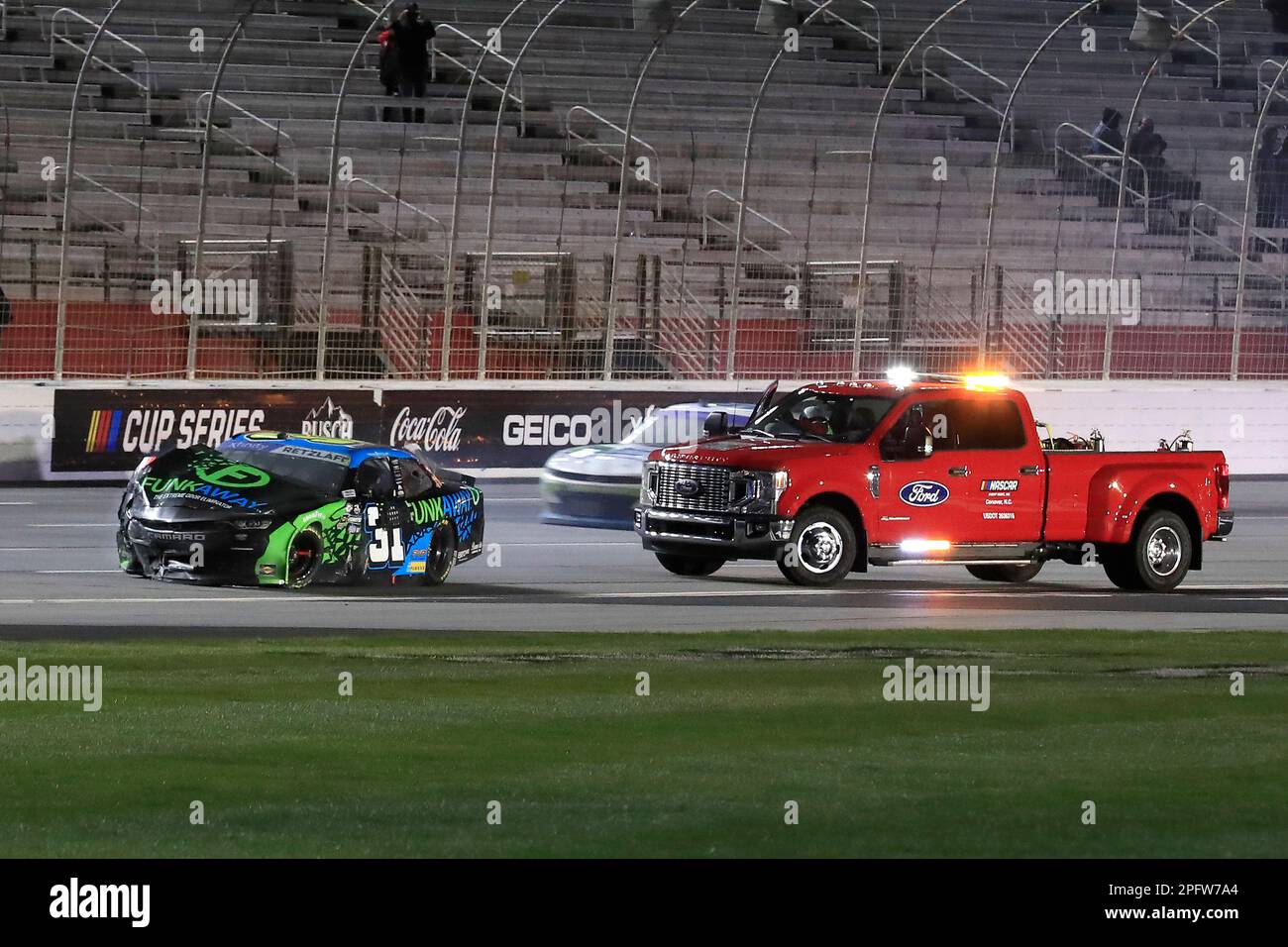 HAMPTON, GA - MARCH 18: The wrecked car of Parker Retzlaff (#31 Jordan ...