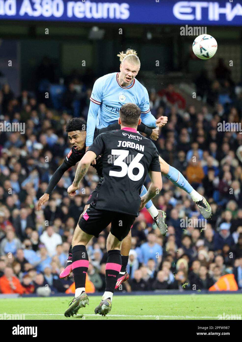 Erling haaland manchester city header hi-res stock photography and ...