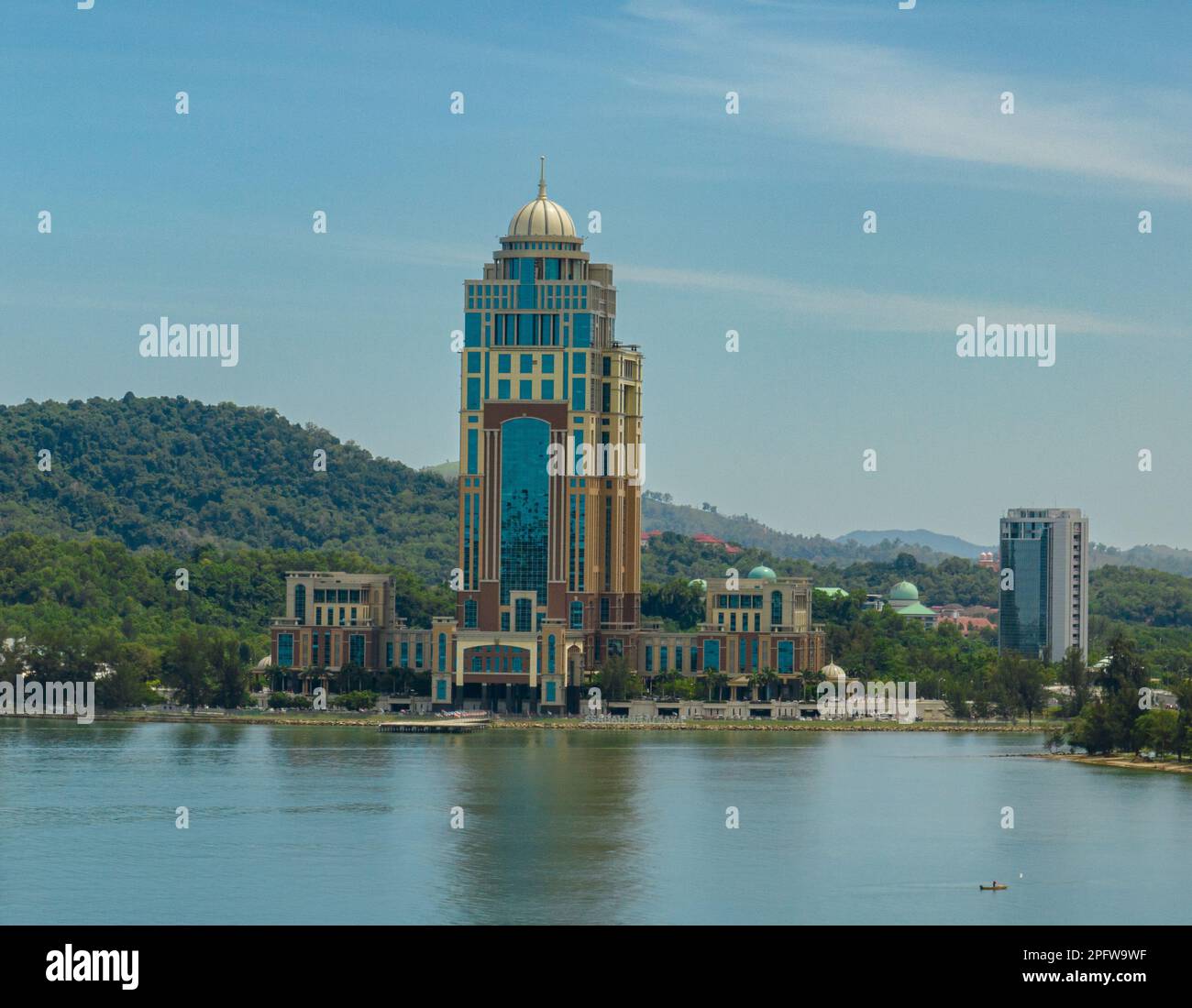 Aerial drone of Kota Kinabalu city with modern buildings. Borneo,Sabah ...