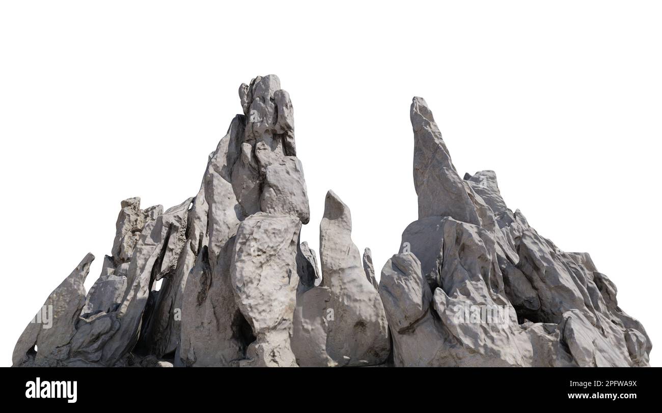 3D illustration spiky rocks Isolated on white background Stock Photo ...