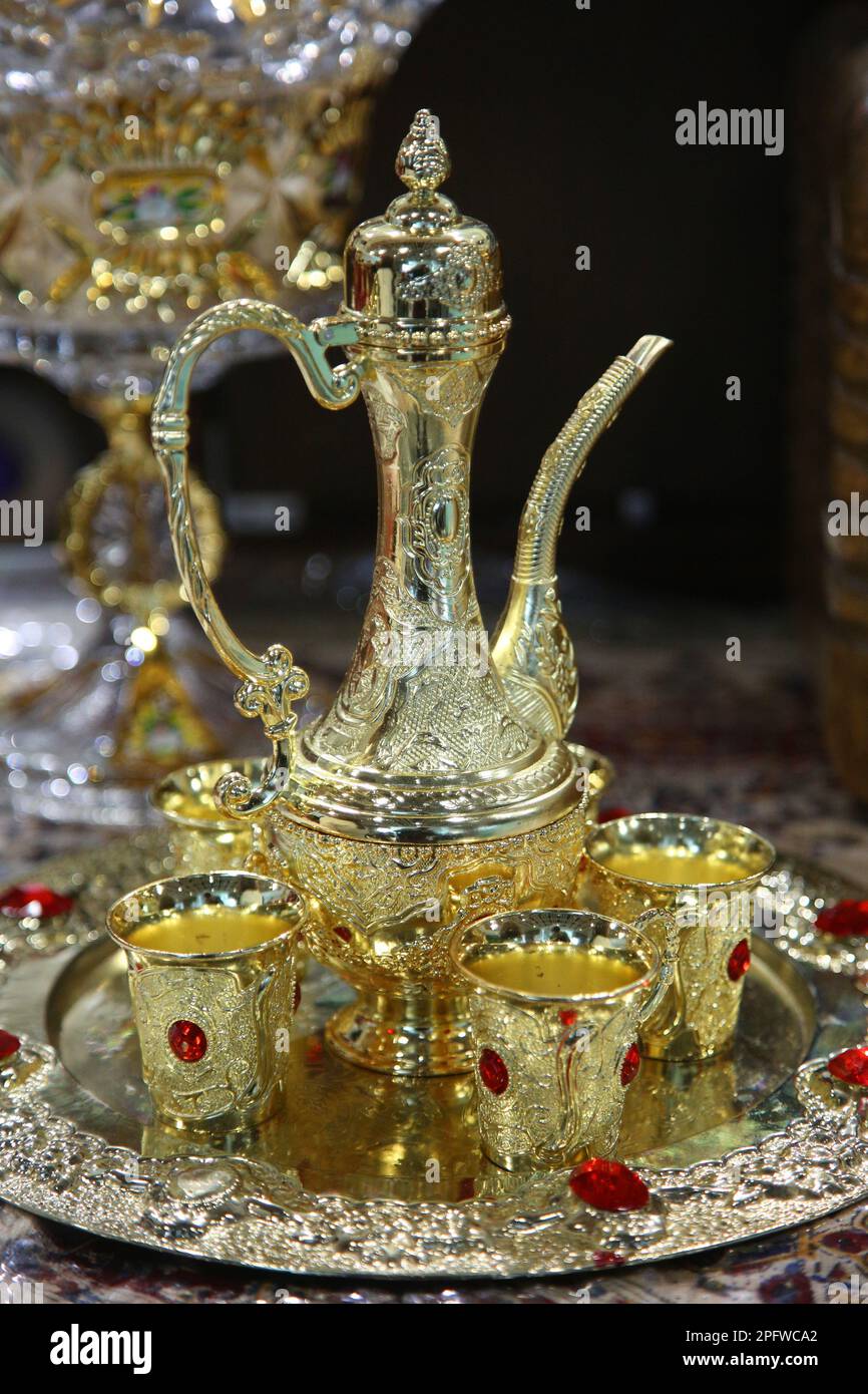 Traditional tea set during Nevruz celebrations in Toronto, Canada, on ...