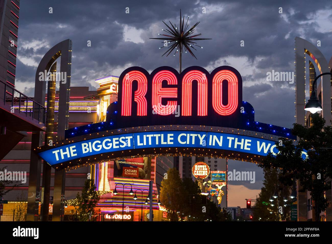 The famous light sign of Reno, Nevada Stock Photo - Alamy