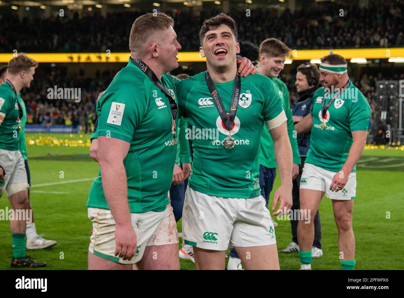 Dublin, Ireland. 19th Mar, 2023. Tadhg Furlong of Ireland and Jimmy O ...