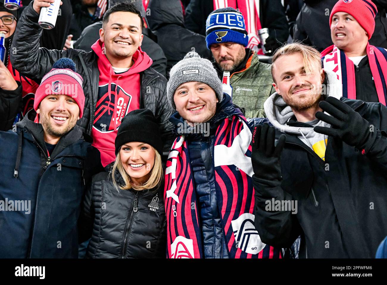 ST. LOUIS, MO - MARCH 18: STL City fans pose for a photo before the ...