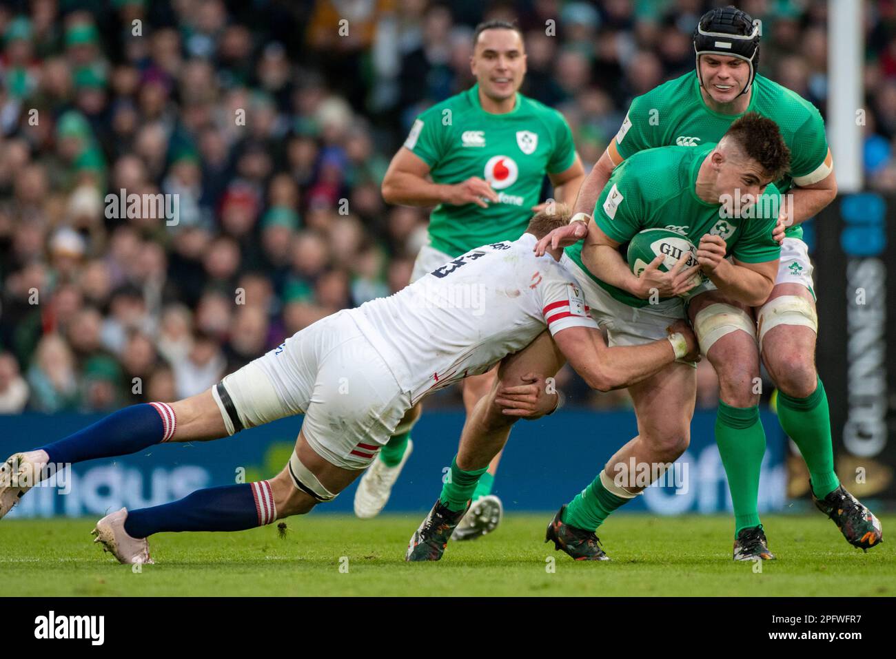Dublin, Ireland. 19th Mar, 2023. Dan Sheehan of Ireland tackled by ...