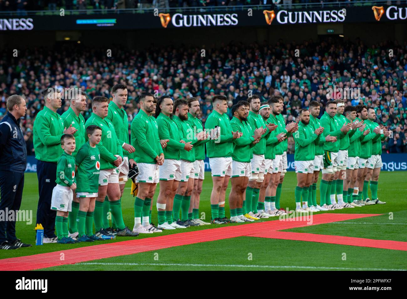 Dublin, Ireland. 19th Mar, 2023. The Irish national rugby team during ...