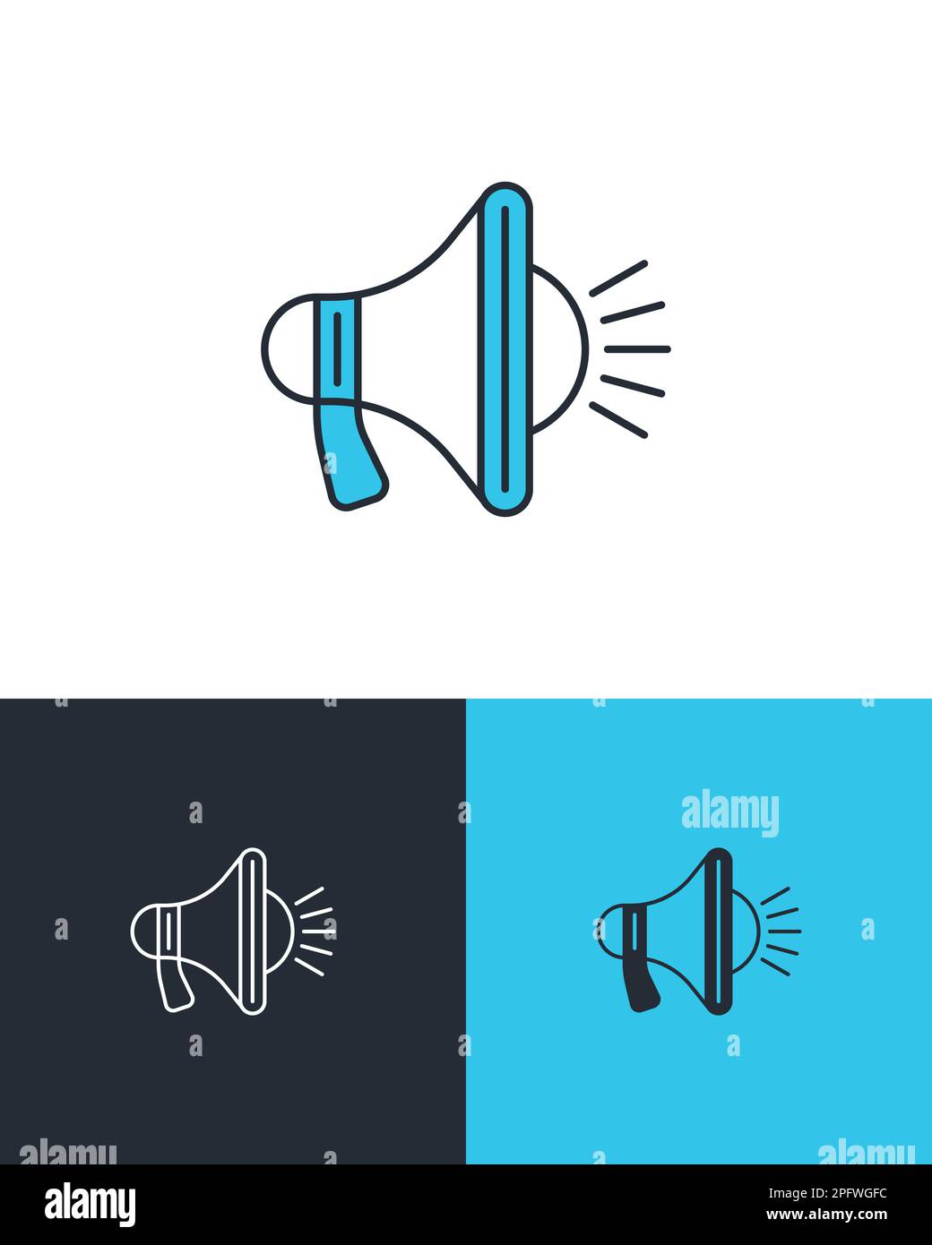 Megaphone symbol for promotional announcements and informing the public ...