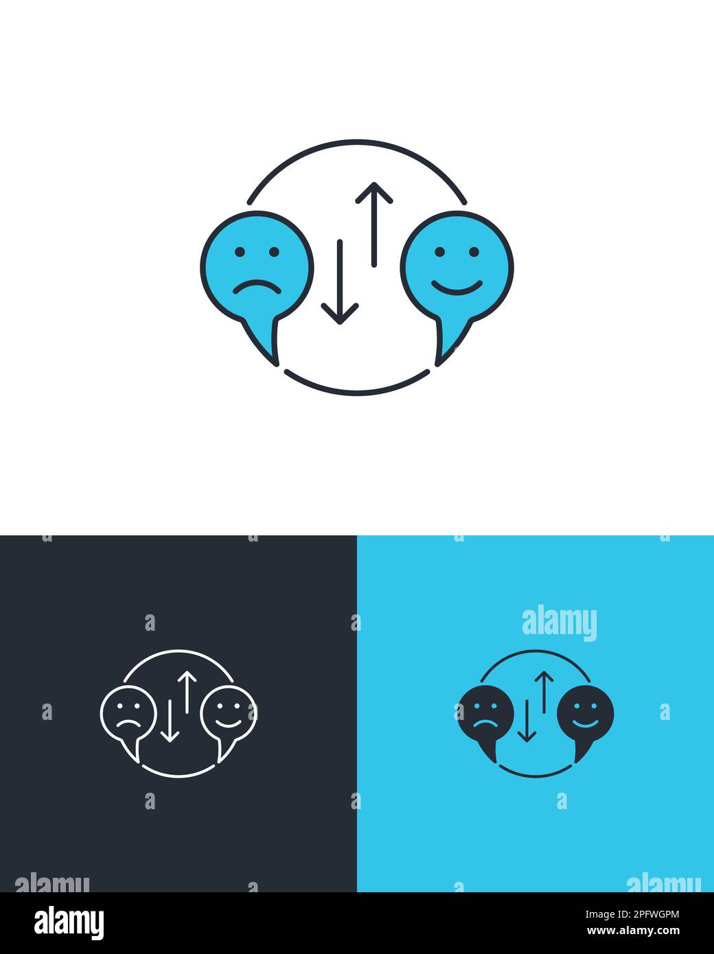 Sad and happy emoticons with speech bubbles. Customer satisfaction ...