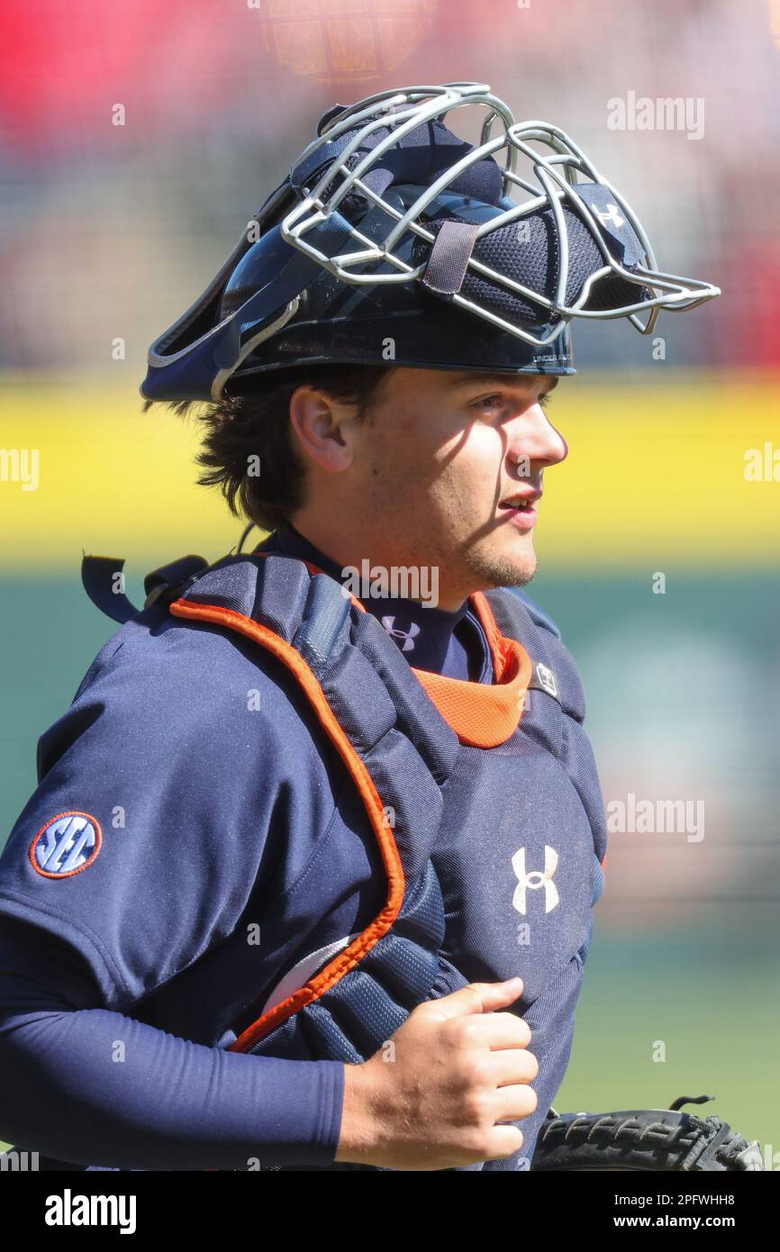 March 18, 2023: Auburn catcher Ryan Dyal #6 makes his way back behind ...