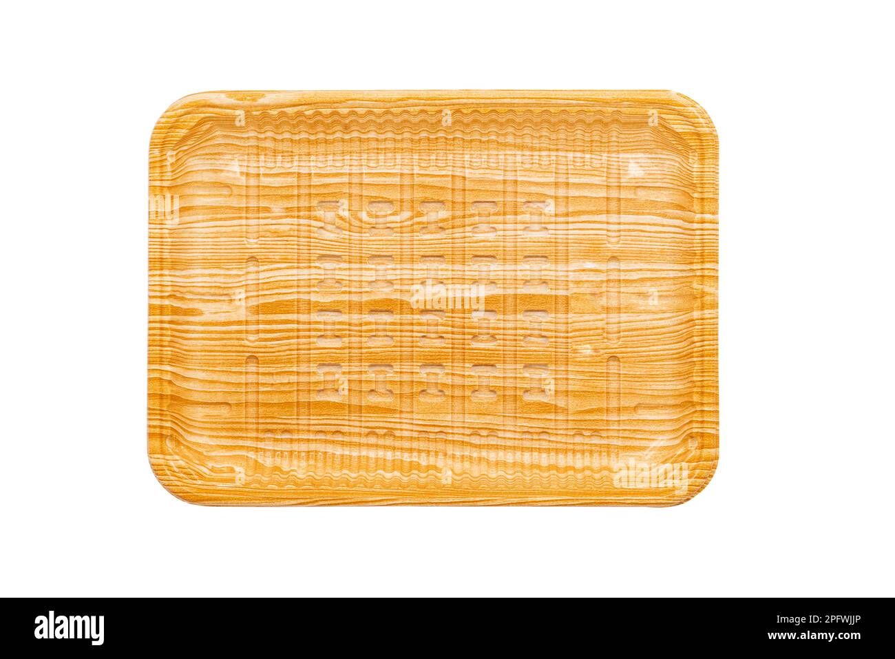 Isolated high-quality plastic tray with wood texture on white ...