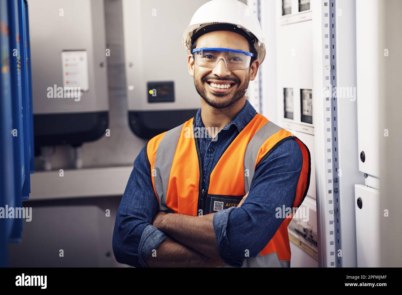 Portrait happy electrical engineer in hi-res stock photography and ...