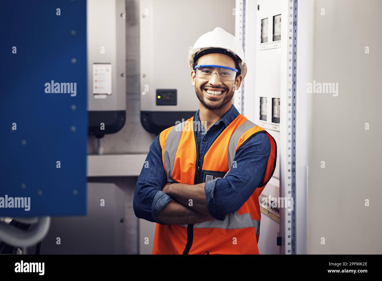 Portrait happy electrical engineer in hi-res stock photography and ...