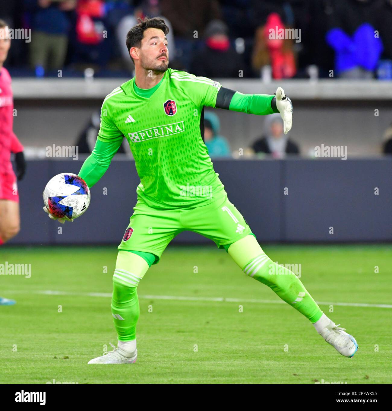 St. Louis, USA. 18th Mar, 2023. St. Louis City goalkeeper Roman Bürki ...
