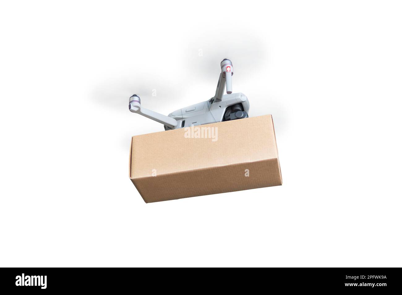 Postal Drone Isolated on White Background. Drone carrying carton box ...