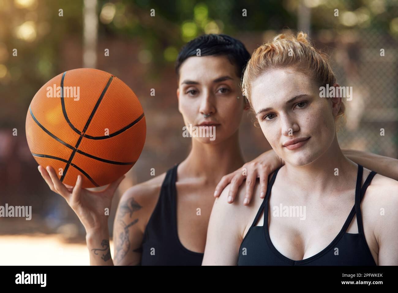 Ready to take us on. Cropped portrait of two attractive young female ...