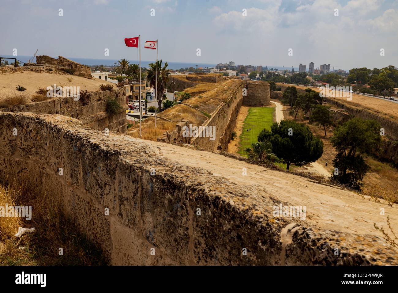 June 7, 2022, Famagusta, Cyprus: Turkish flags fly over the ancient ...
