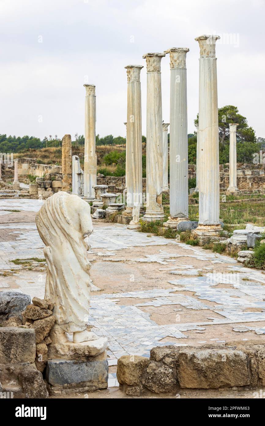 June 7, 2022, Famagusta, Cyprus: Columns of the gymnasium at Salamis ...