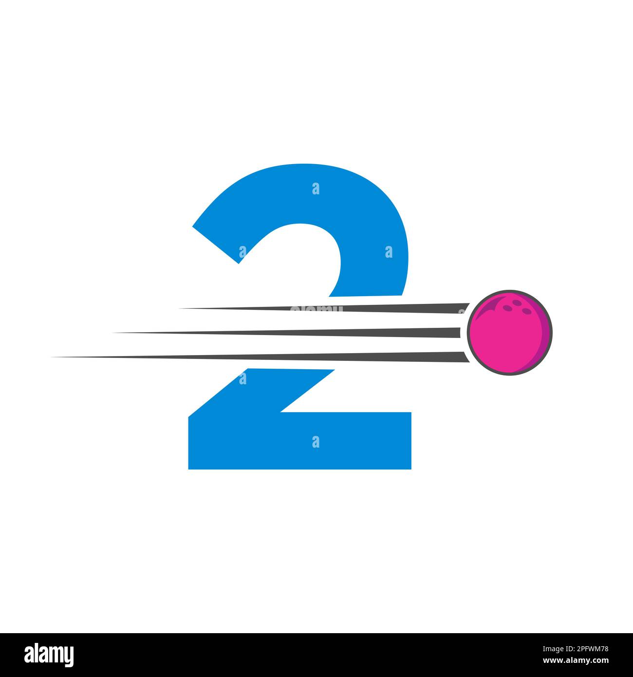 Initial Letter 2 Bowling Logo. Bowling Ball Symbol Vector Template ...