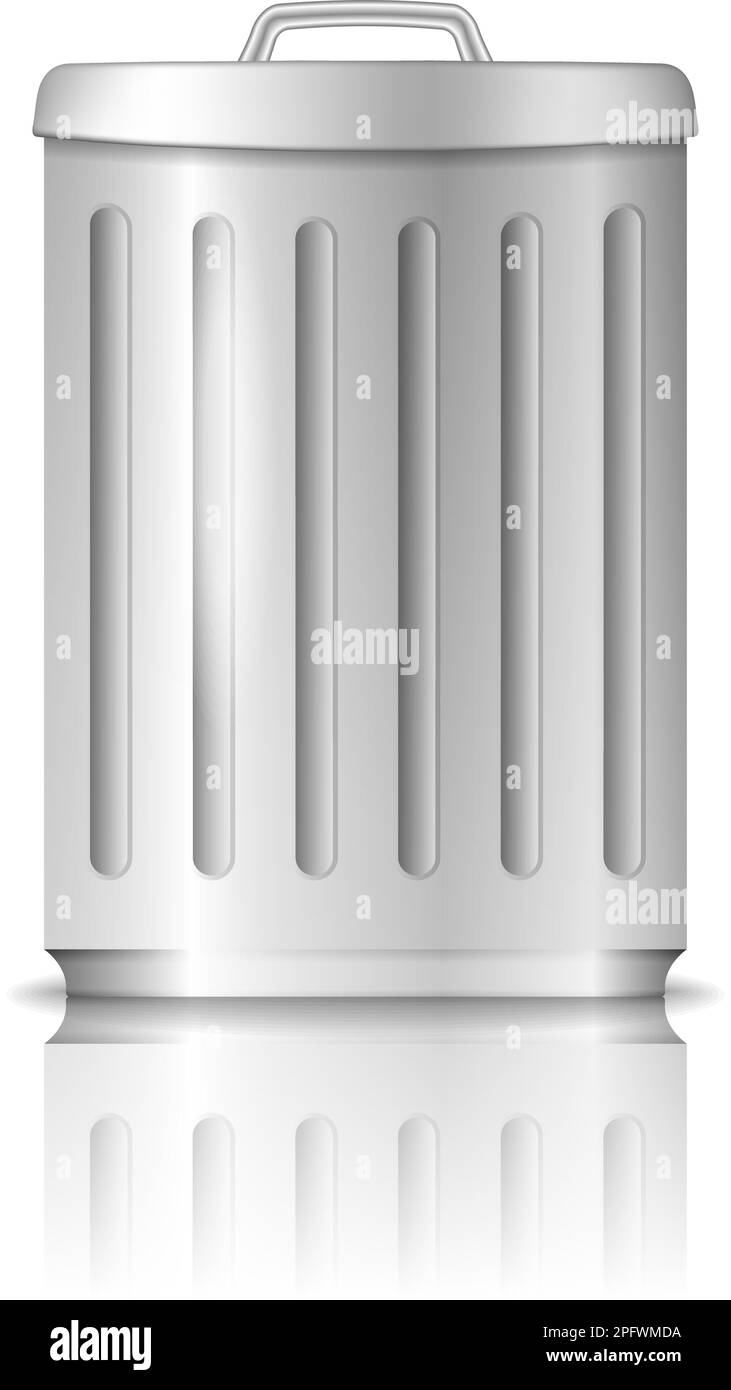 Trash can with reflection on white background, vector eps10 ...