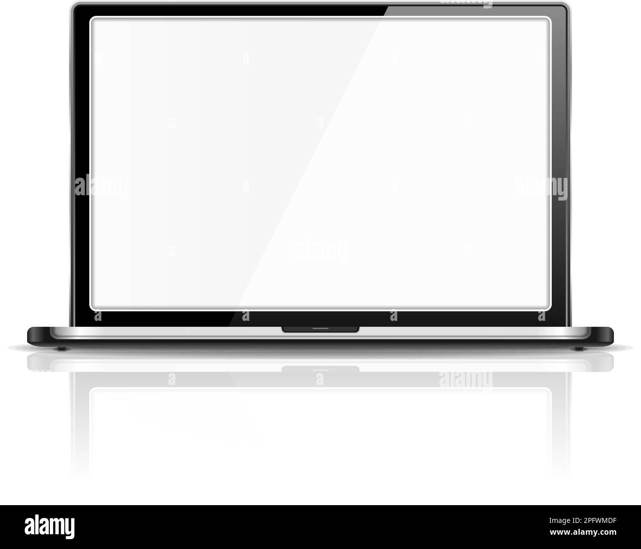 Laptop with reflection on white background, vector eps10 illustration ...