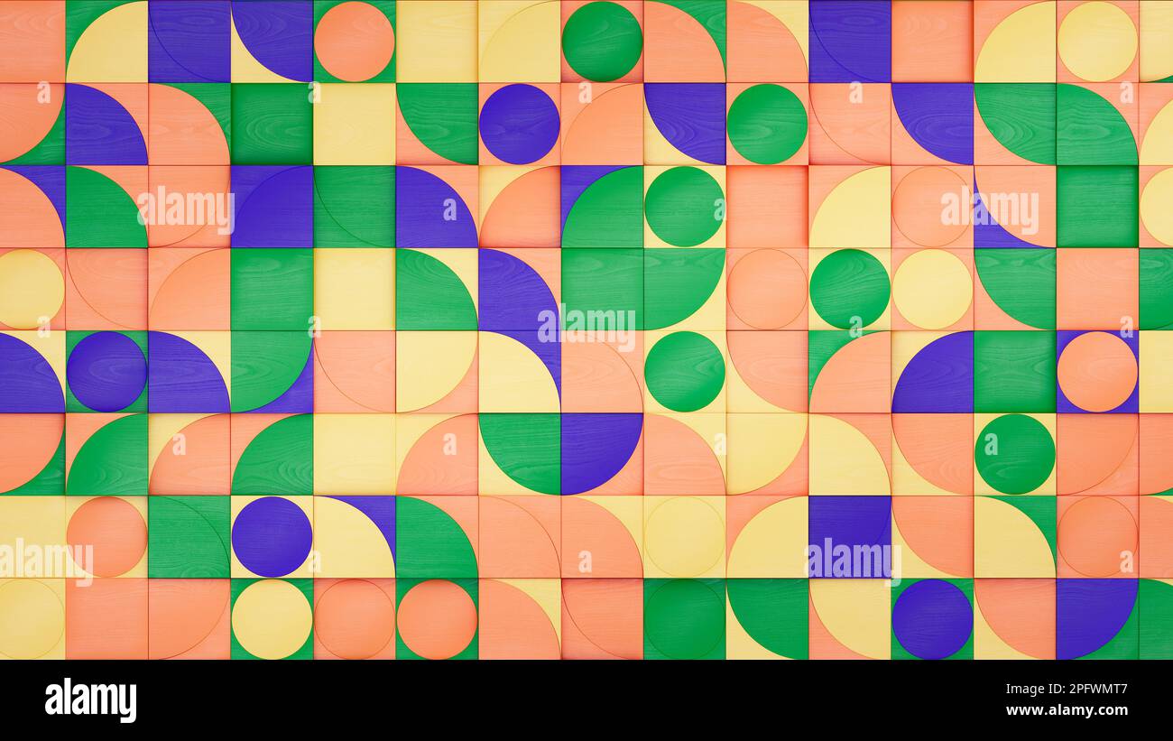 Front view to pattern from simple geometric shapes in Bauhaus style ...