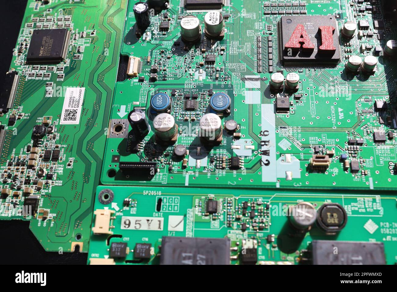 Semiconductor printed circuit board and AI letters. Concept: AI and ...