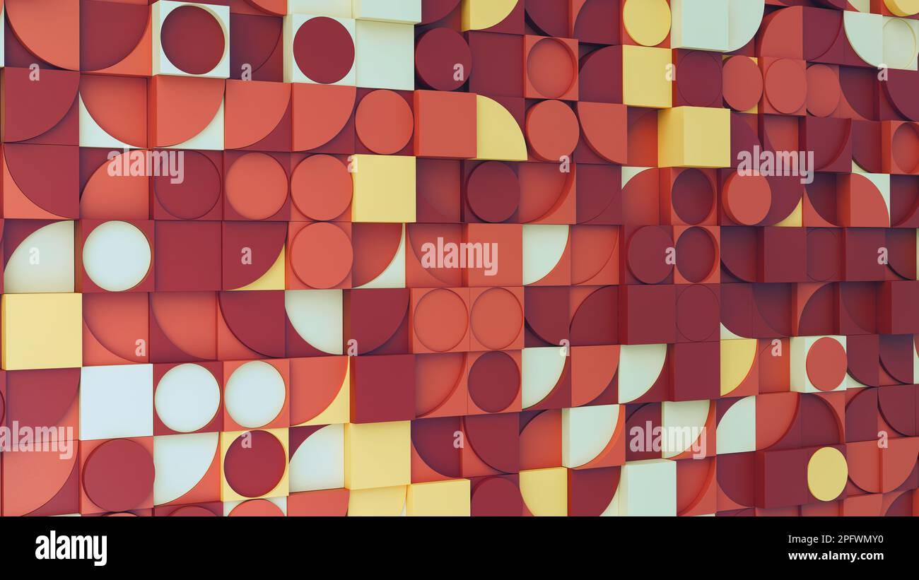 Basic geometric shapes. Bauhaus style pattern. Red, orange, yellow and ...