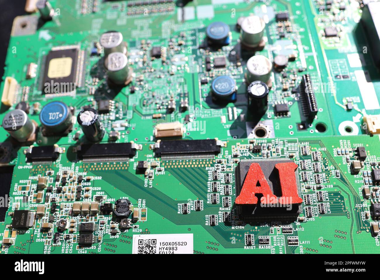 Semiconductor printed circuit board and AI letters. Concept: AI and ...