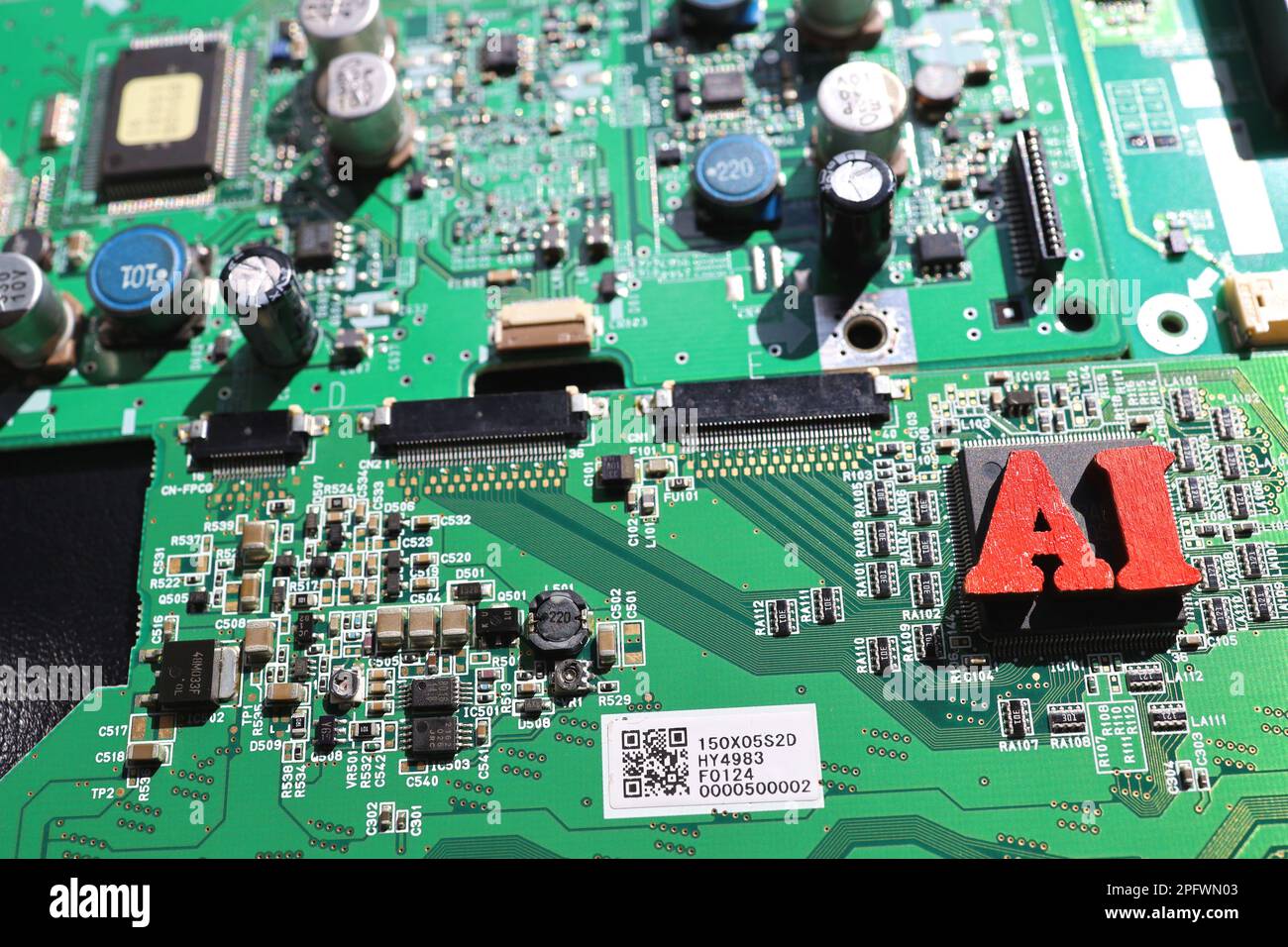 Semiconductor printed circuit board and AI letters. Concept: AI and ...