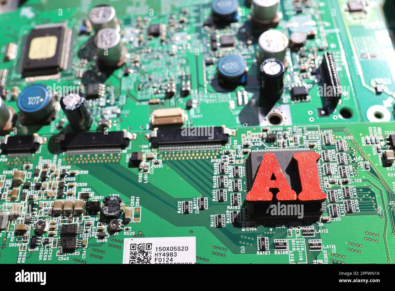 Semiconductor printed circuit board and AI letters. Concept: AI and ...