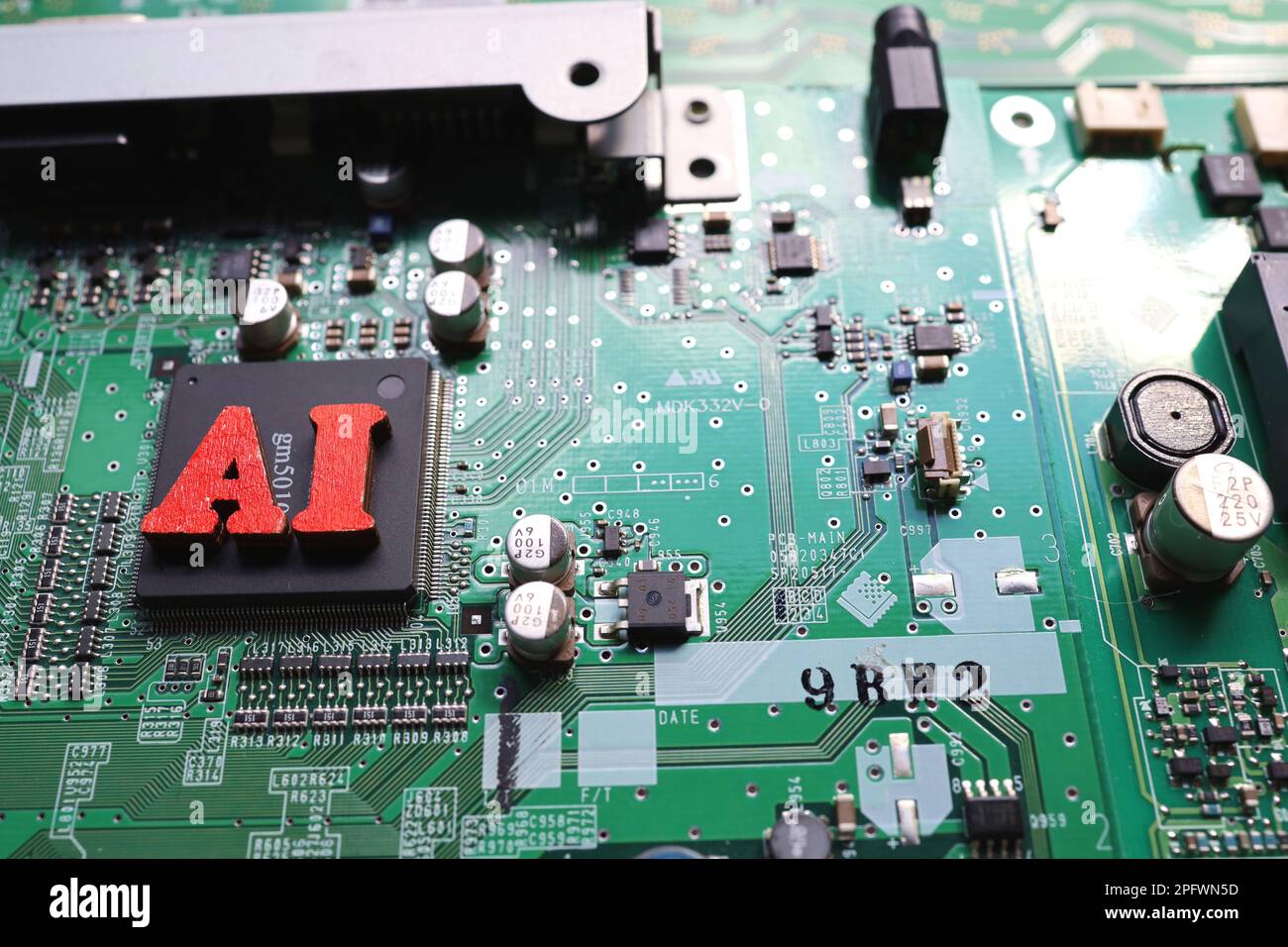 Semiconductor printed circuit board and AI letters. Concept: AI and ...