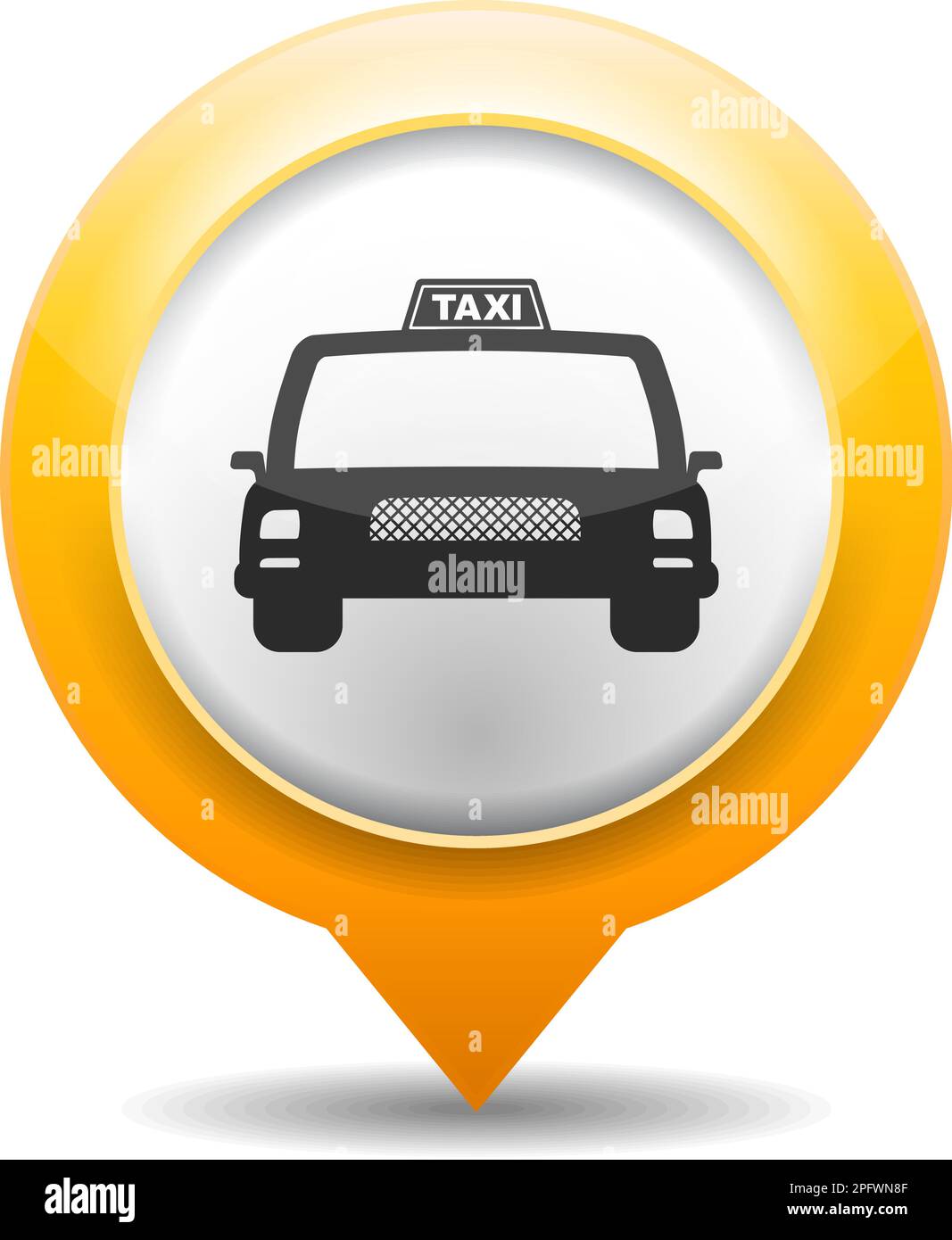 Orange map marker with icon of a taxi, vector eps10 illustration Stock ...