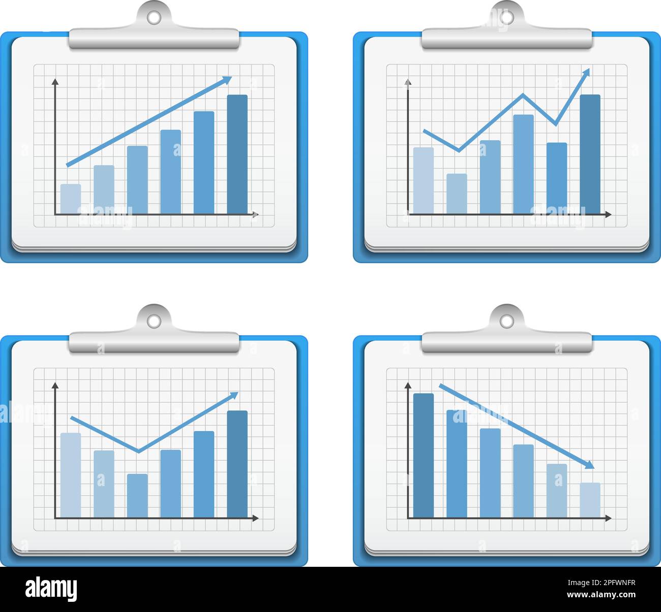 Clipboards with graphs on white background, vector eps10 illustration ...