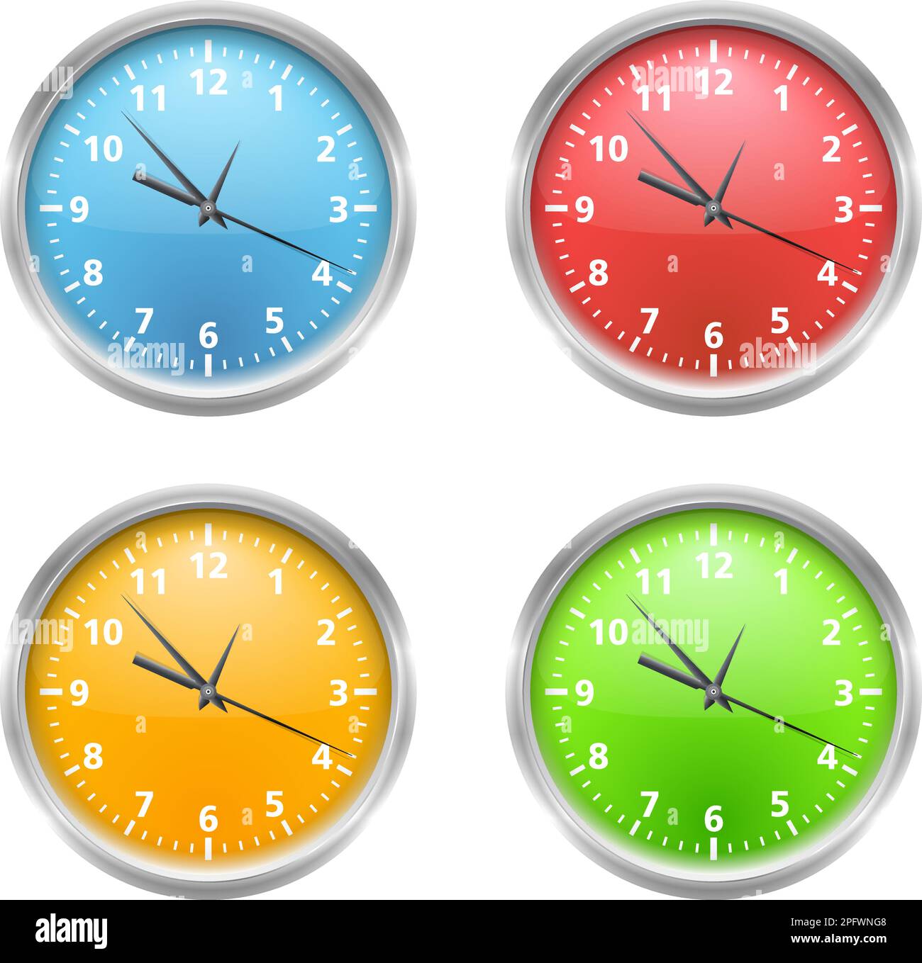 Four colored clocks, vector eps10 illustration Stock Vector Image & Art ...